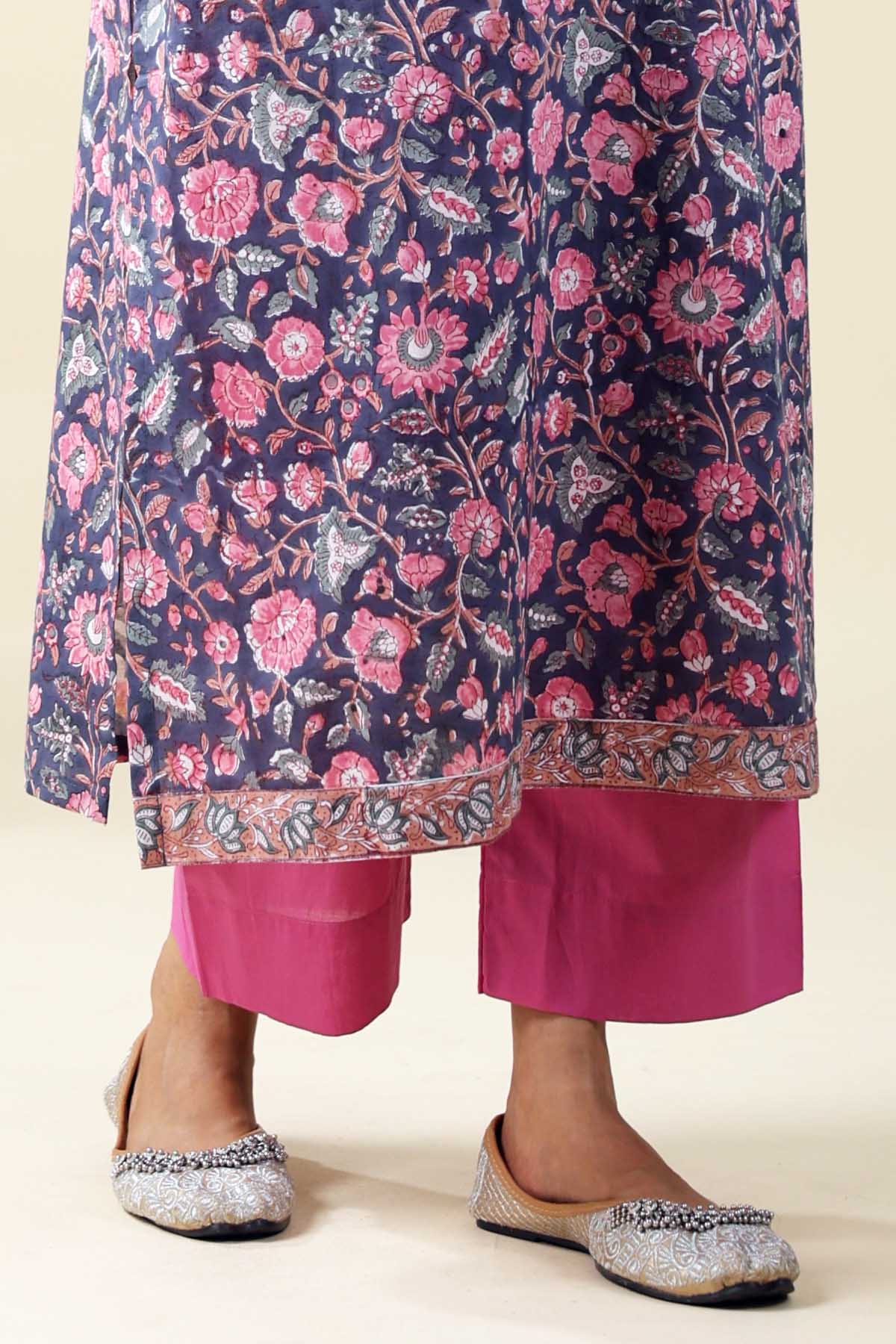 Straight Fit Cotton Pant In Purple Color | Cotras